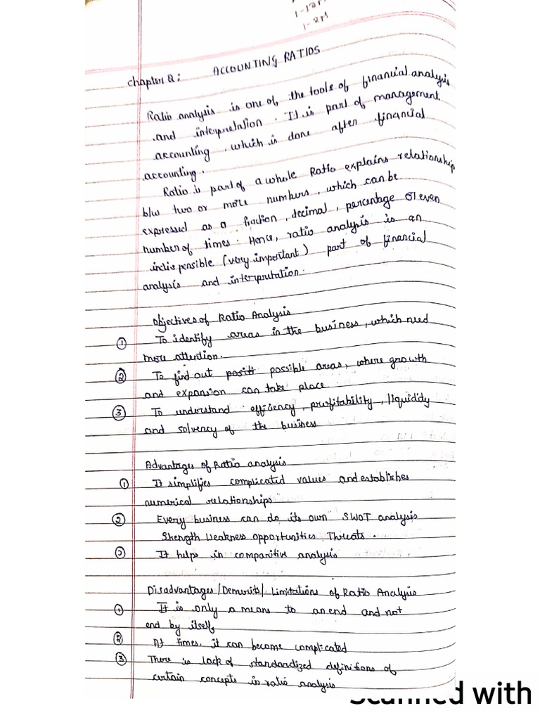 Accounting Ratio Notes Handwritten | PDF