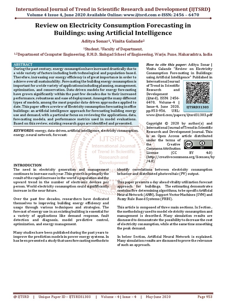 Review On Electricity Consumption Forecasting In Buildings Using Artificial Intelligence Pdf