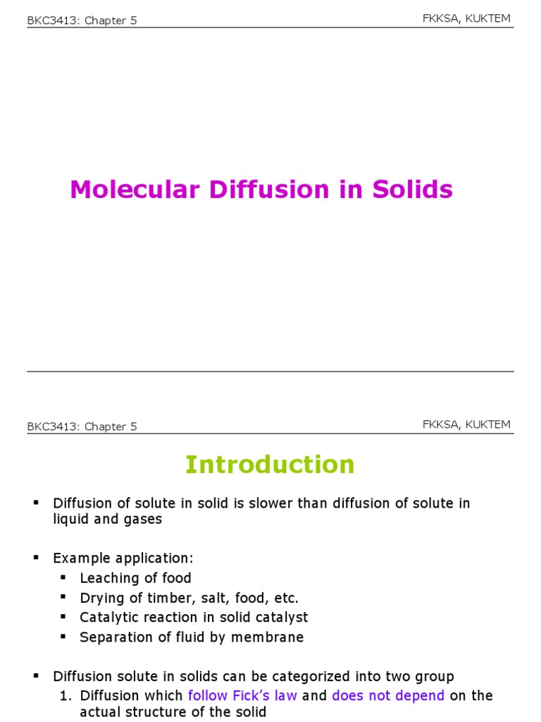 Molecular Diffusion in Solids | PDF | Diffusion | Solution