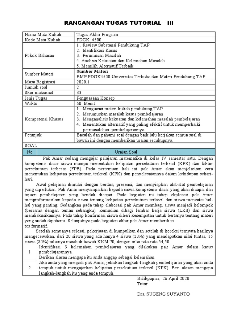 Rancangan Tugas Tutorial Iii Tap | PDF