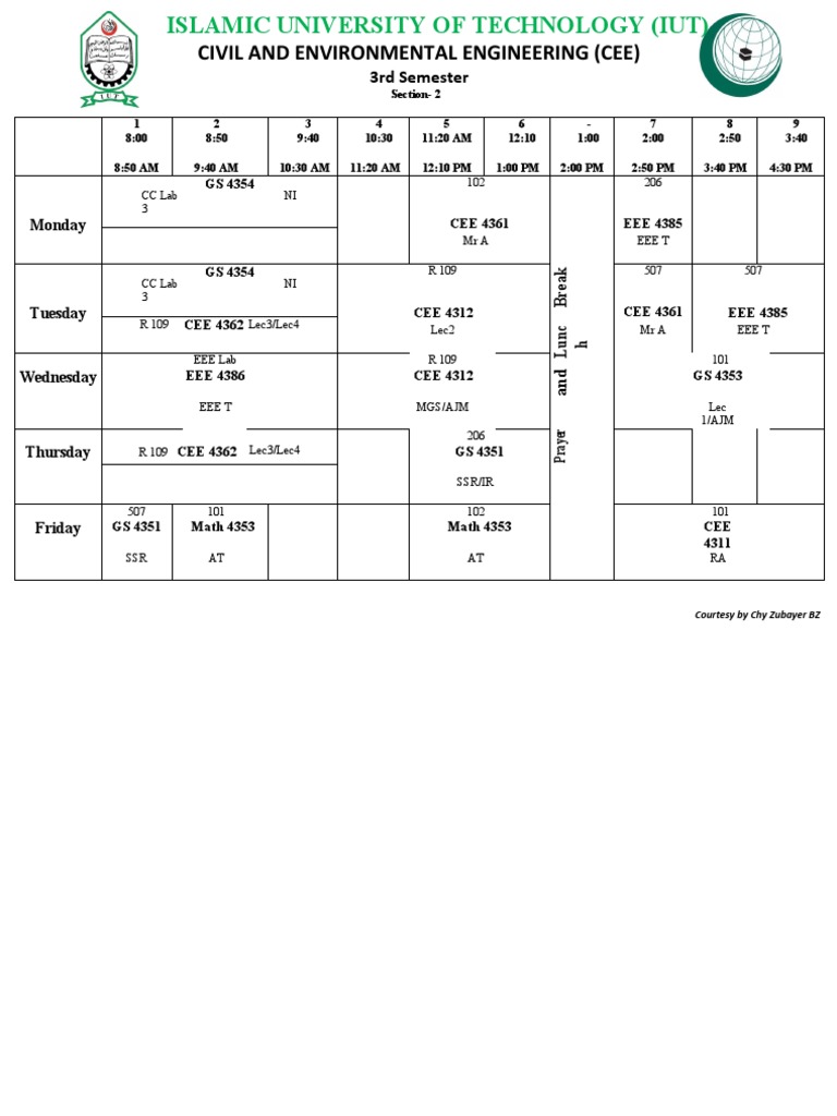 3rd Semester Section 2 Routine | PDF