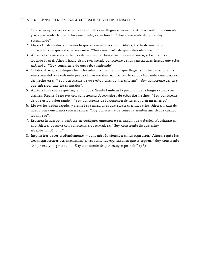 Activando el Yo Observador Consciente | PDF