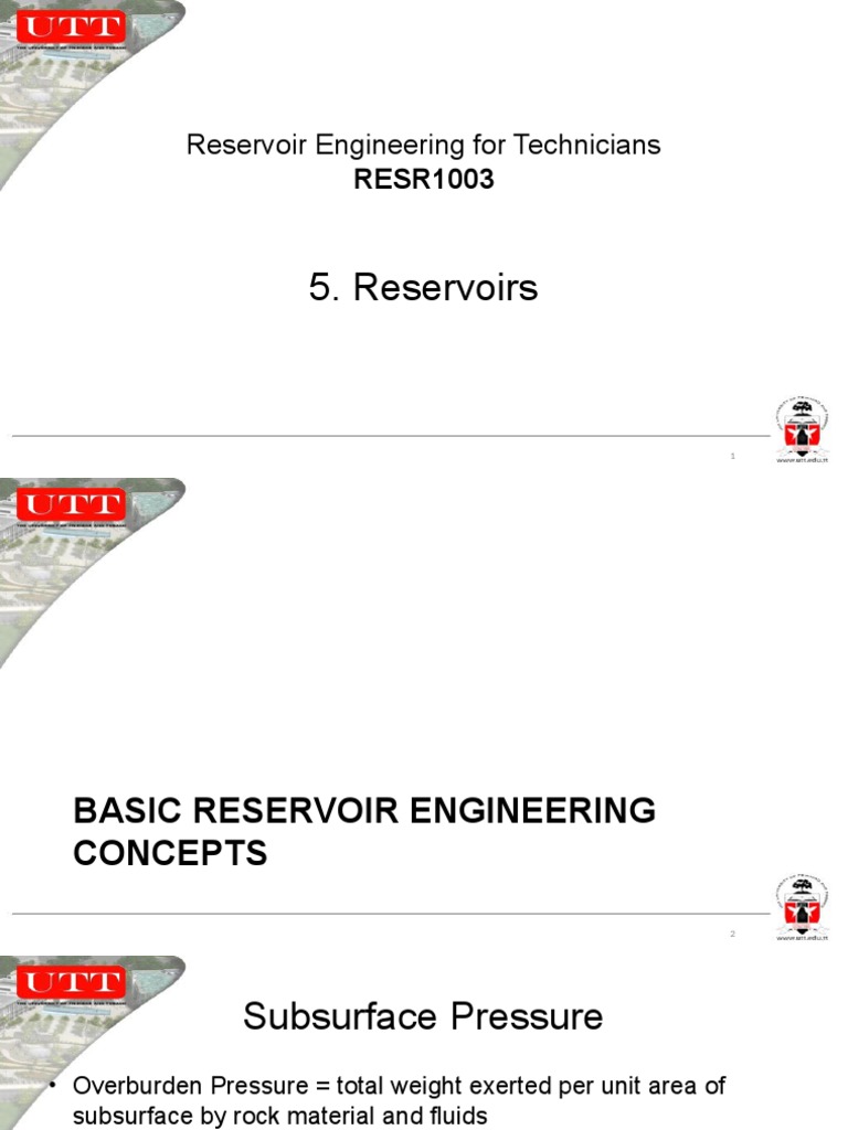 Reservoir Engineering For Technicians: 5. Reservoirs | PDF | Porosity | Petroleum Reservoir