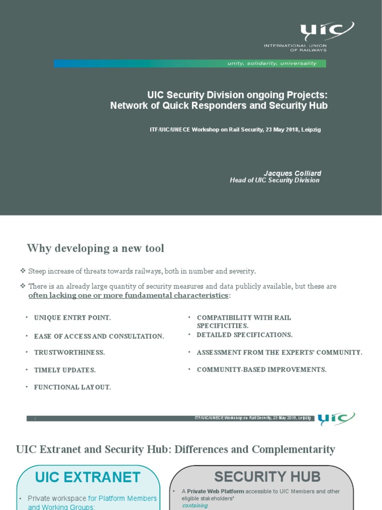 UIC Security Division Ongoing Projects: Network of Quick Responders and ...