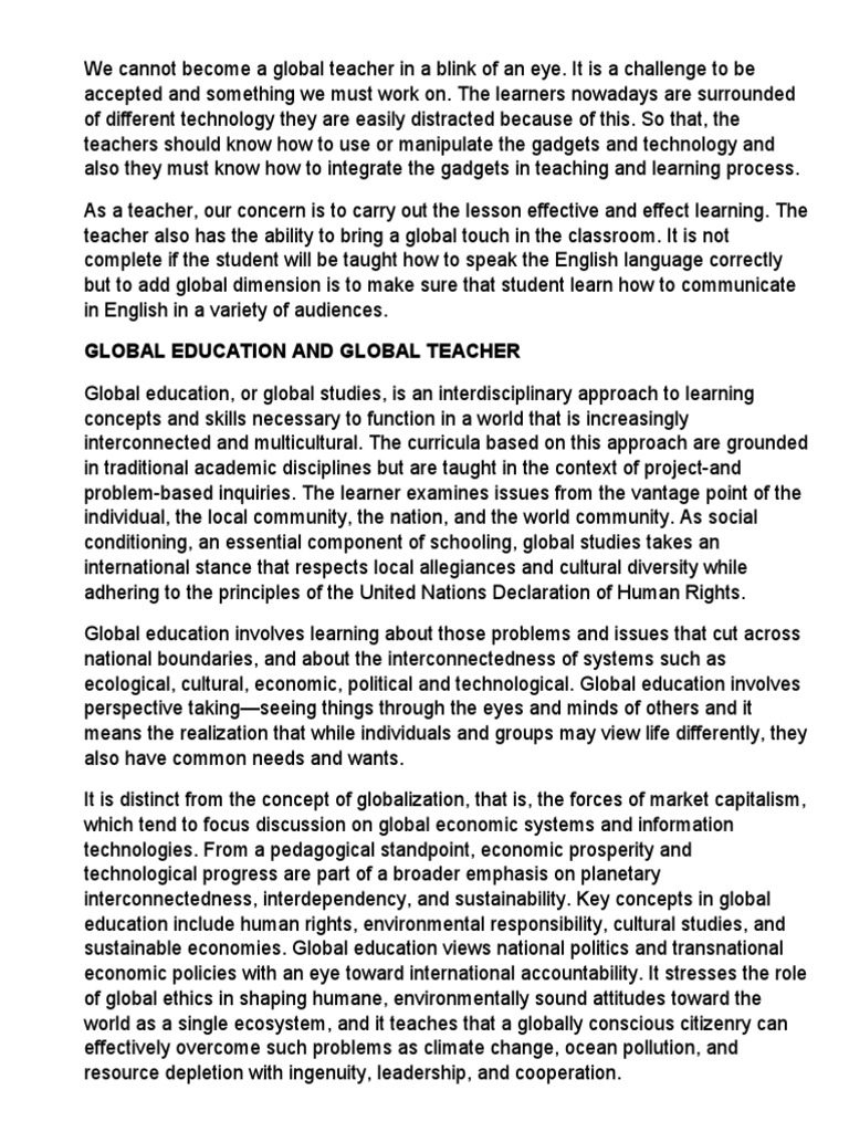 Becoming a Global Teacher: Understanding Global Education, Addressing ...