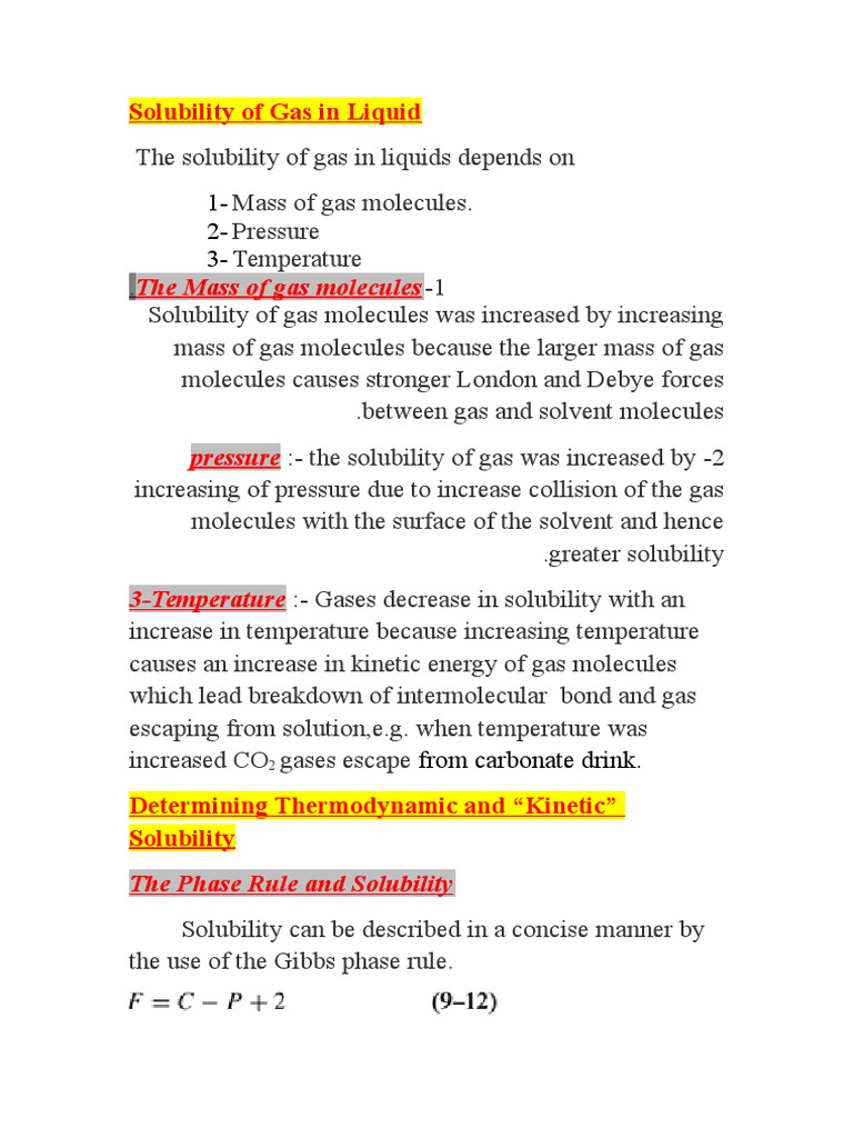 Solubility of Gas in Liquid | PDF | Solubility | Solution