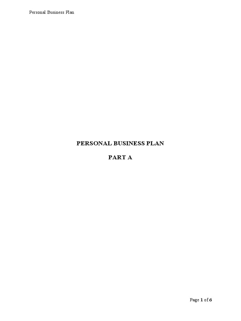 Personal Business Plan Part A | PDF | Innovation | Creativity