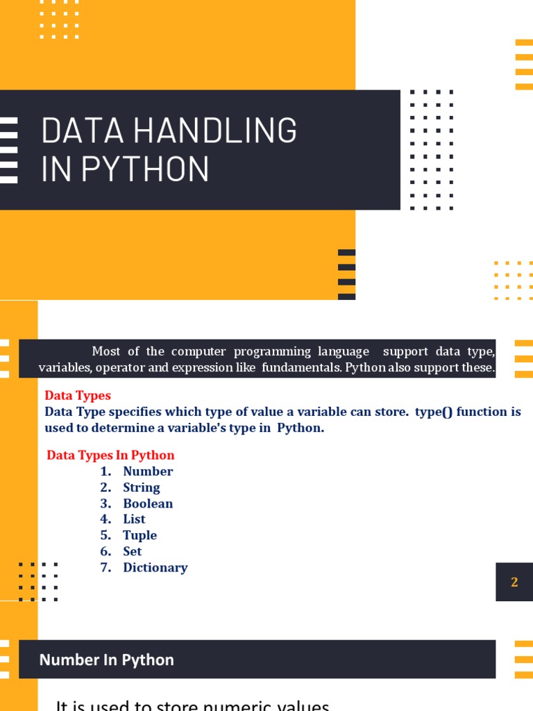 DATA HANDLING in Python | PDF | Data Type | String (Computer Science)
