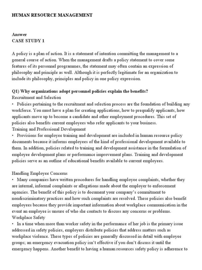 Answer Case Study 1: Human Resource Management | PDF | Recruitment ...