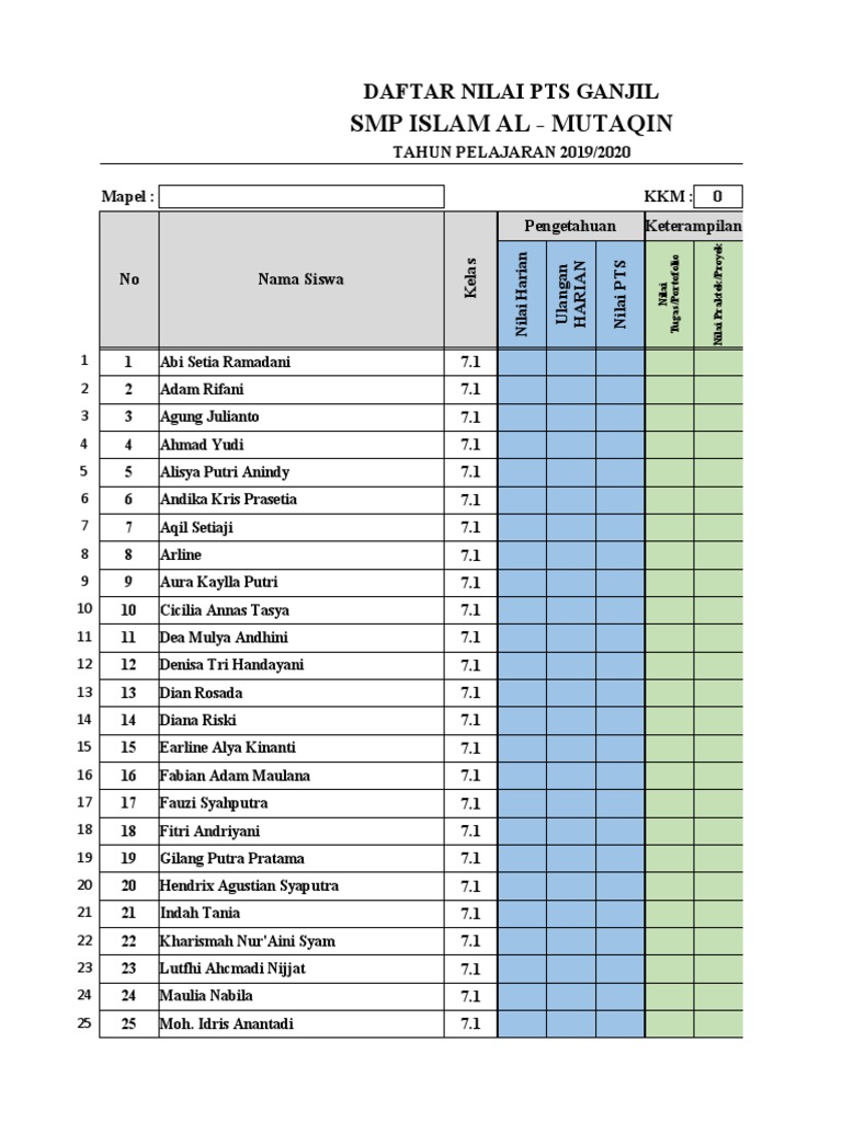 Format Nilai PTS-3 | PDF | Violence