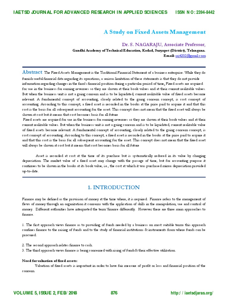 Study On Fixed Assets Man | PDF | Depreciation | Data