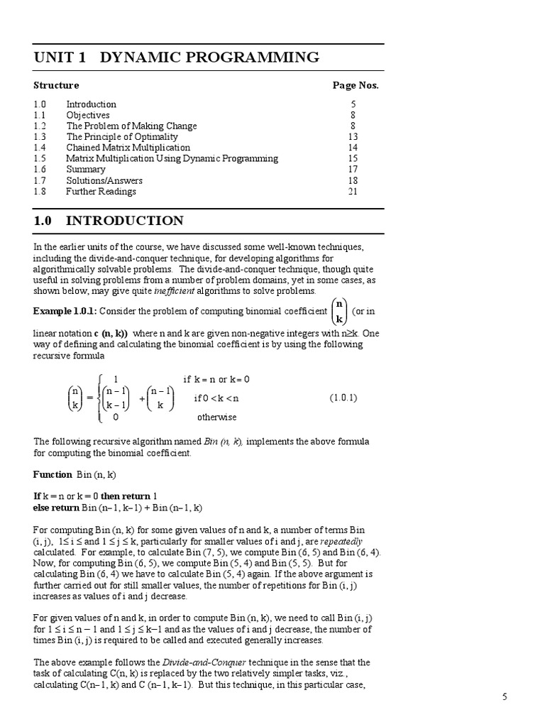 Block-3 MS-031 Unit-4 | PDF | Dynamic Programming | Matrix (Mathematics)
