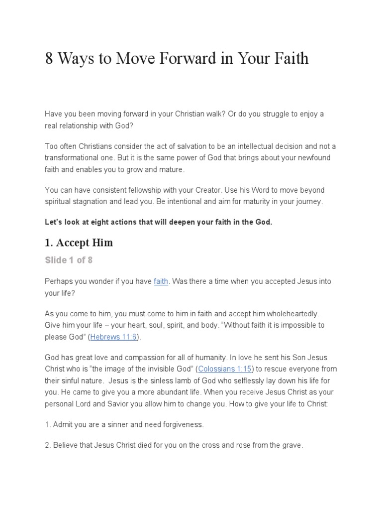 8 Ways To Move Forward in Your Faith | PDF | Jesus | God