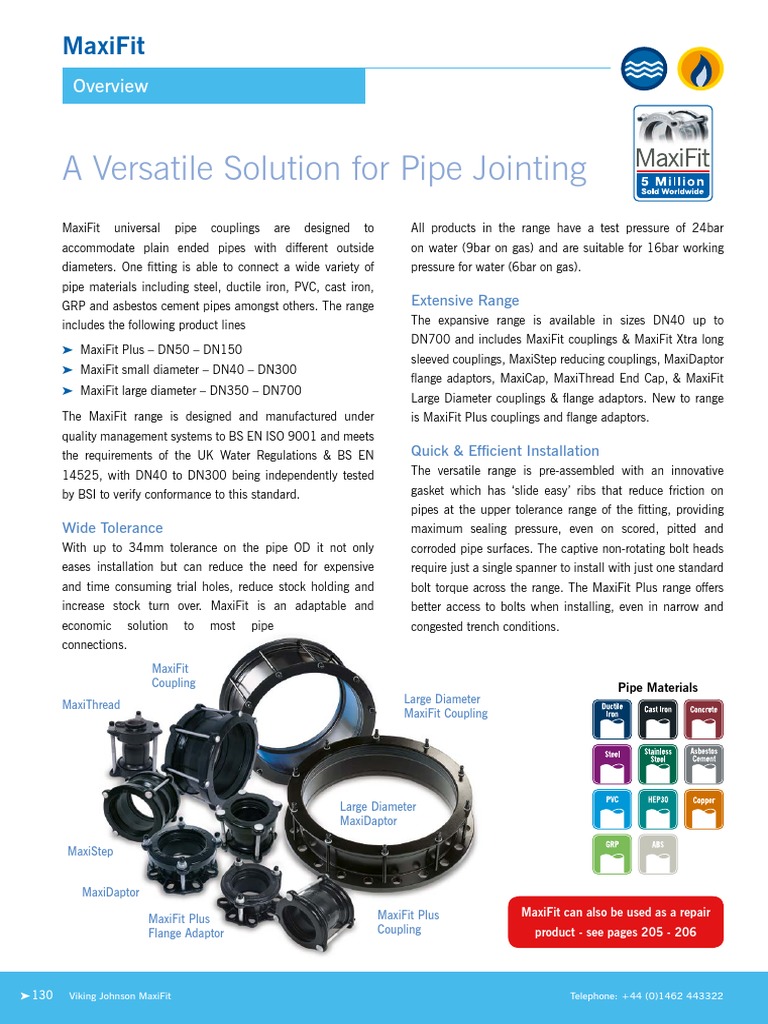 A Versatile Solution For Pipe Jointing: Maxifit | PDF | Pipe (Fluid ...