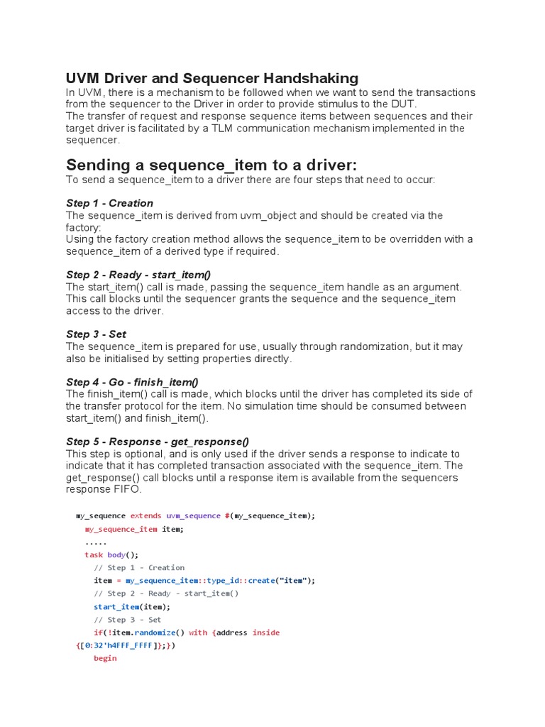 Uvm Driver And Sequencer Handshaking Pdf Pointer Computer Programming Computer Programming