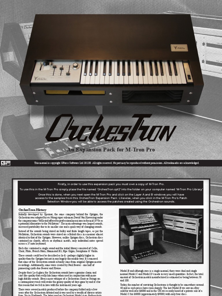 Orchestron Manual PDF | PDF | Synthesizer | Sound Technology