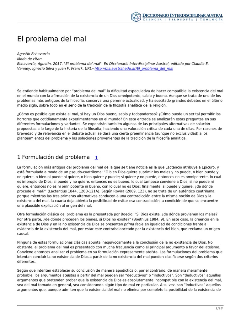 El Problema Del Mal | PDF | Problema del mal | Mal