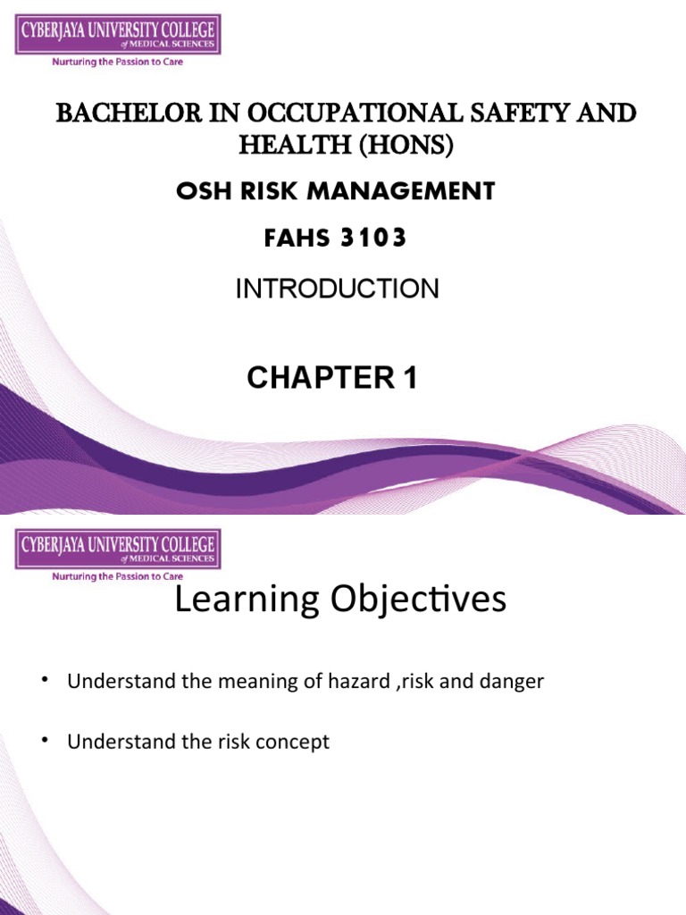 Bachelor in Occupational Safety and Health (Hons) : Osh Risk Management ...