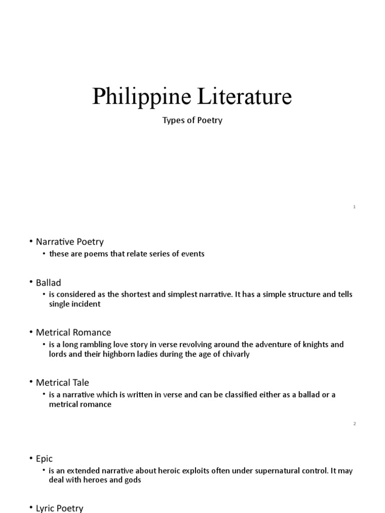 Types of Philippine Poetry Explained | PDF | Lyric Poetry | Poetry