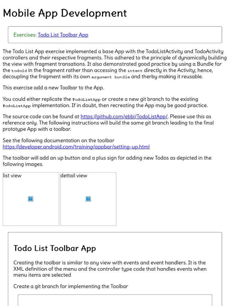 Mobile App Development Mobile App Development: Todo List Toolbar App ...