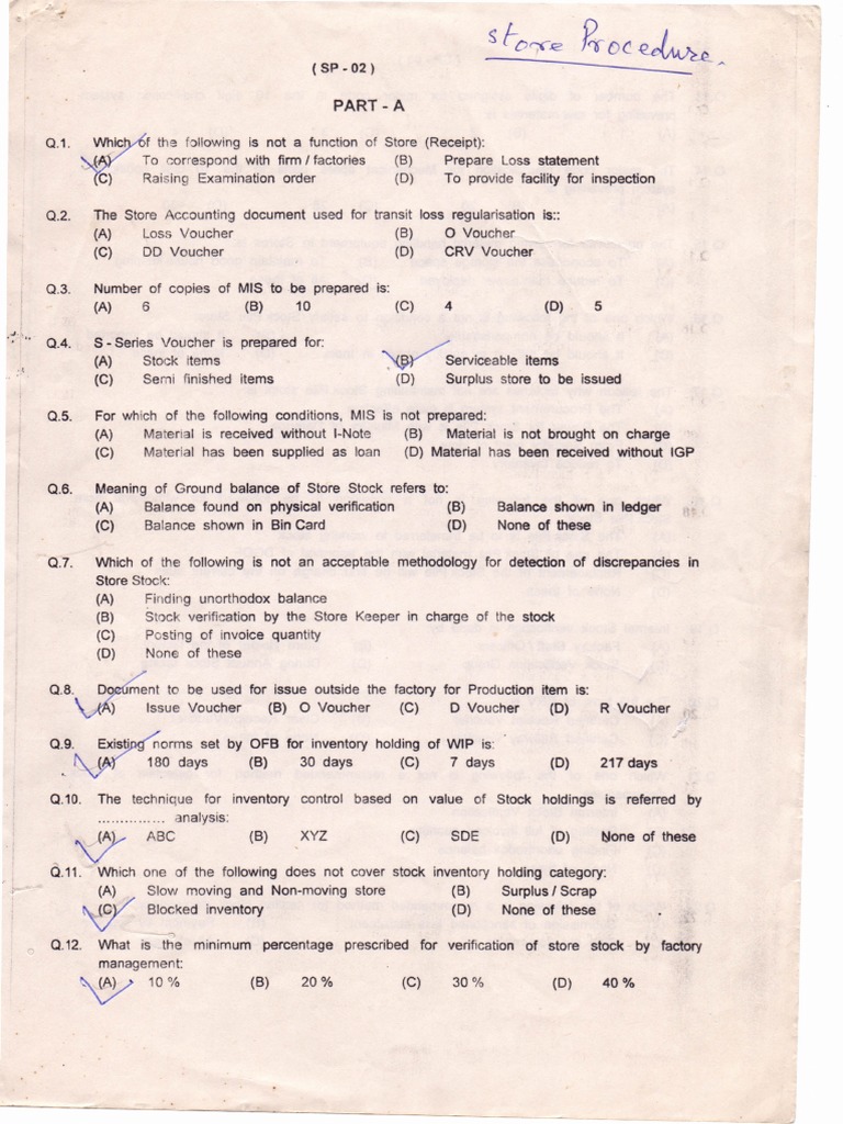 StoreProcedure 2004 LDCE Question - Paper PDF | PDF | Voucher | Inventory