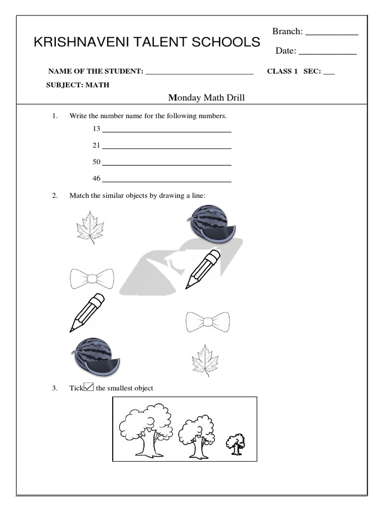 Class 1 Math PDF | PDF