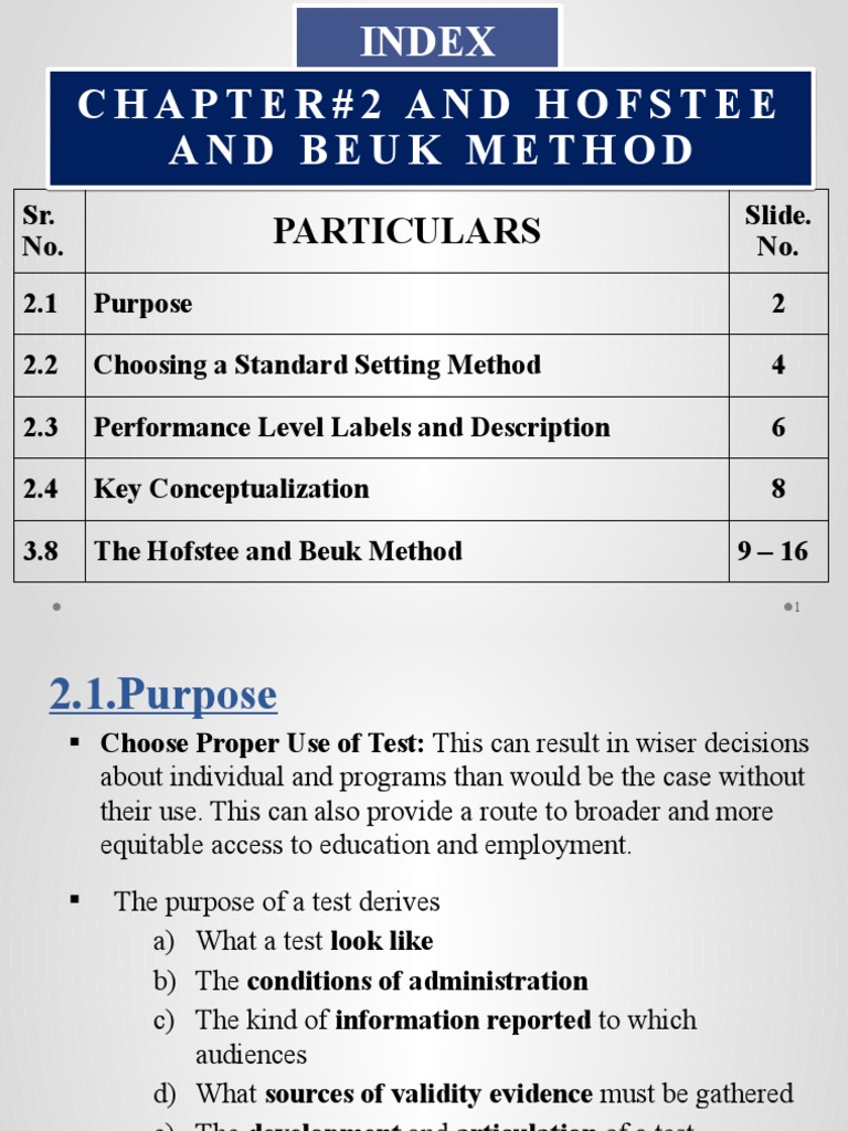 Index Chapter#2 and Hofstee and Beuk Method: Particulars | PDF | Test ...