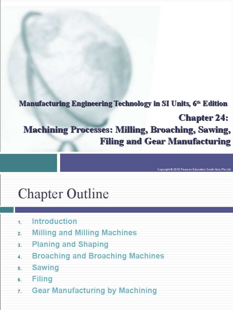 Chap 24 Milling - PPT - MFG - Chapter24 - Final | PDF | Gear | Machining