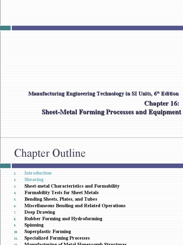 Chap 16 Sheet-Metal - Forming | PDF | Sheet Metal | Procedural Knowledge