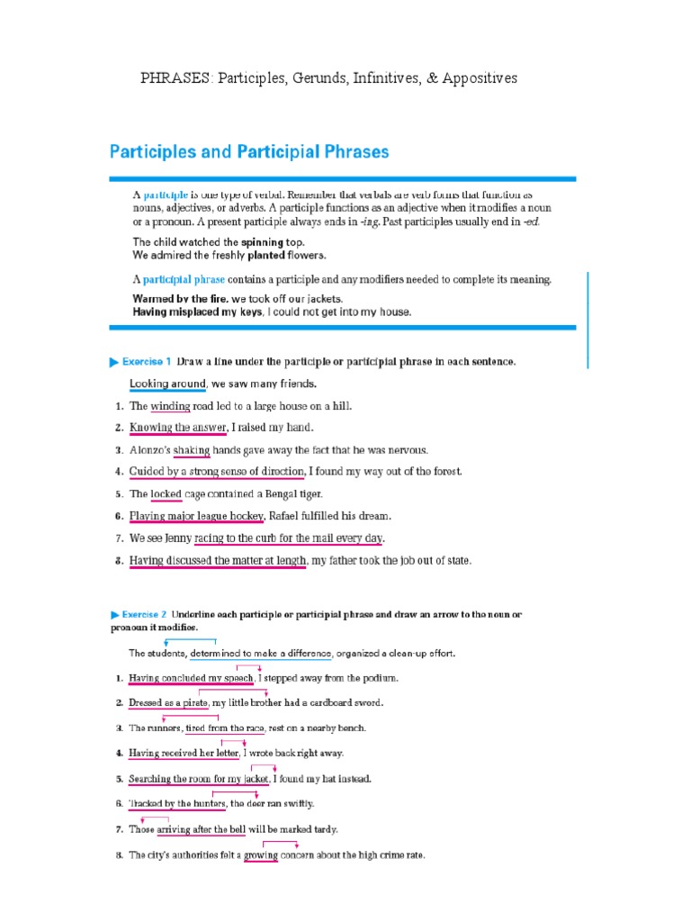 Sentence Diagramming: Participles, Gerunds, Infinitives, & Appositives ...