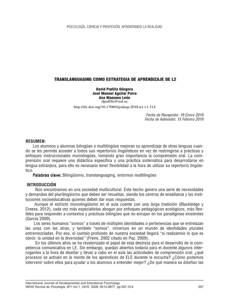 Translanguaging Como Estrategia de Aprendizaje de L2 | PDF ...