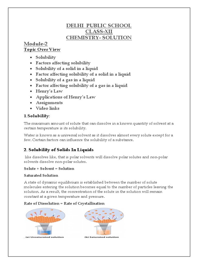Solution Module 2 Solubility and Henrys Law Converted | PDF