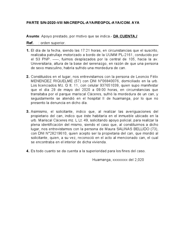 Parte Policial | PDF