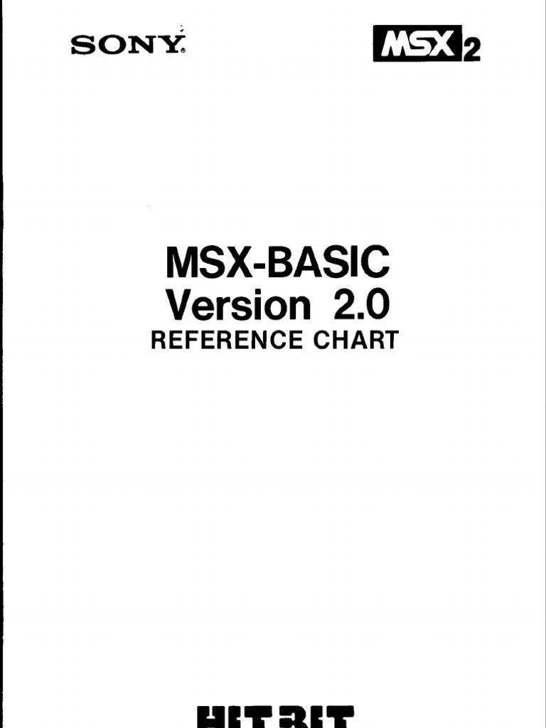 MSX-BASIC 2.0 Reference Chart (1985) | PDF