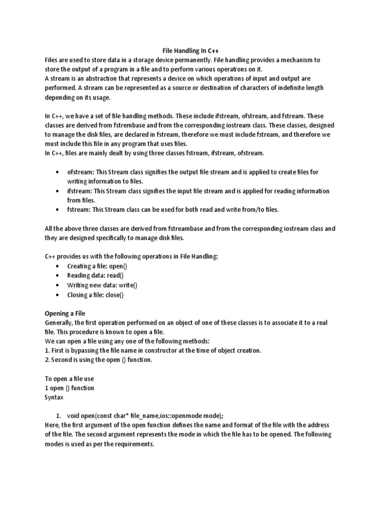 File Handling in CPP | PDF | Class (Computer Programming) | Computer File