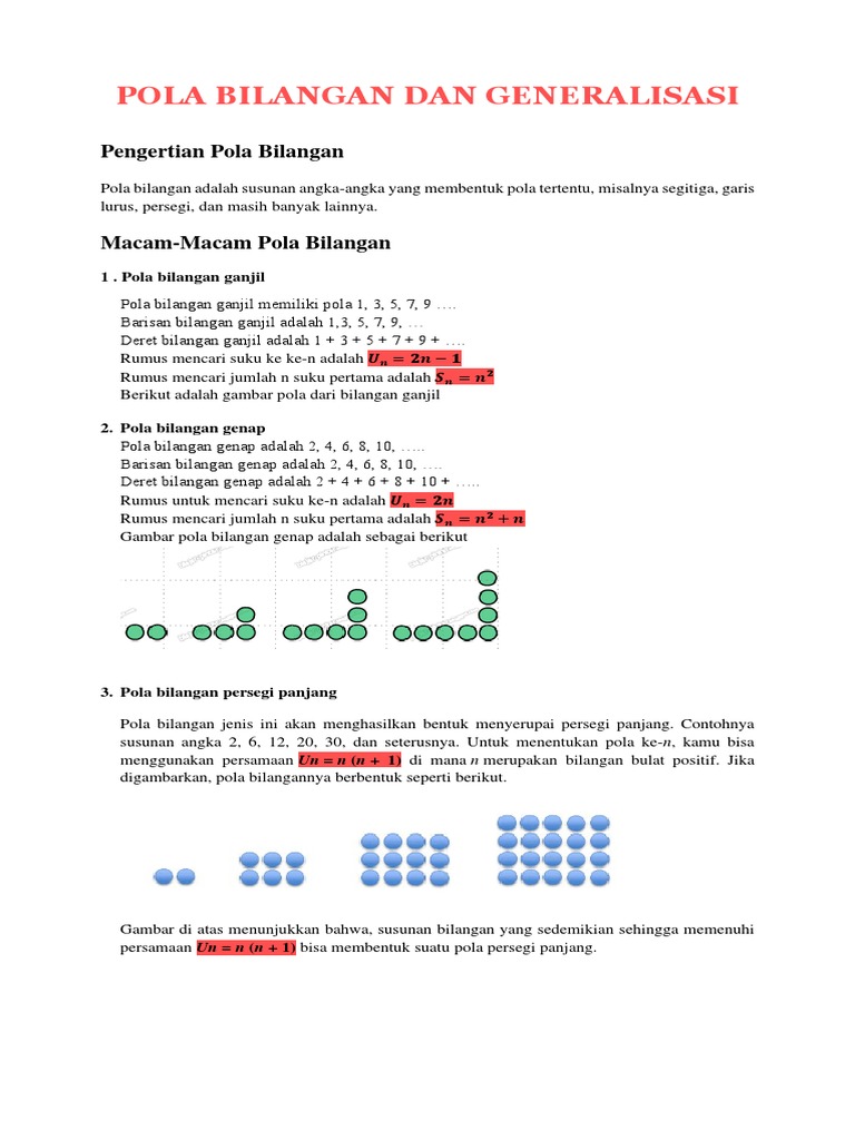 Pola Bilangan Dan Generalisasi | PDF