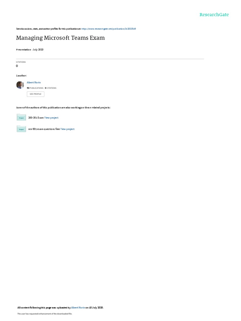 Managing Microsoft Teams Exam: July 2020 | PDF | Test (Assessment ...