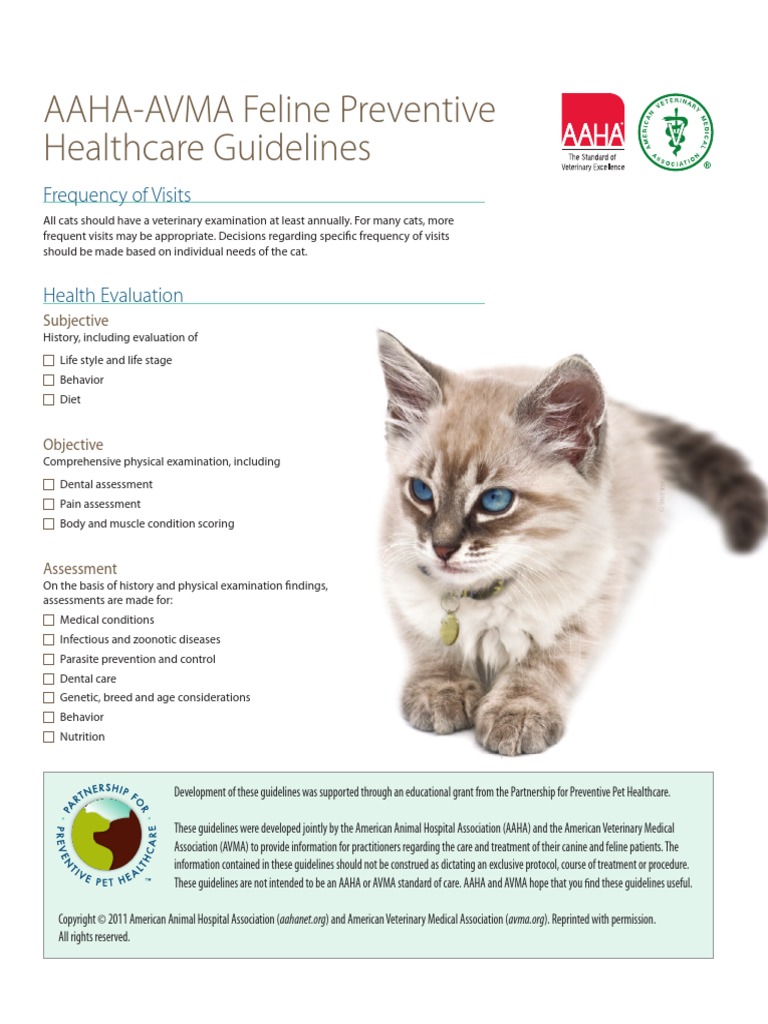 AAHA-AVMA Feline Preventive Healthcare Guidelines: Frequency of Visits ...