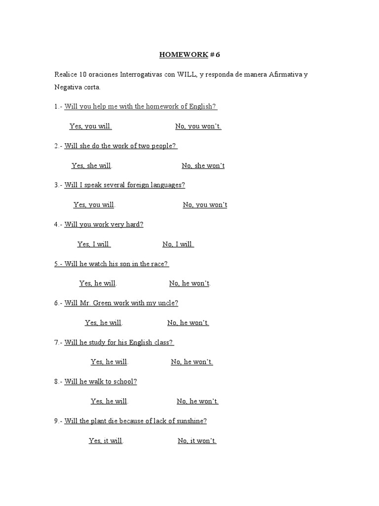 Will You Help Me With The Homework of English? | PDF