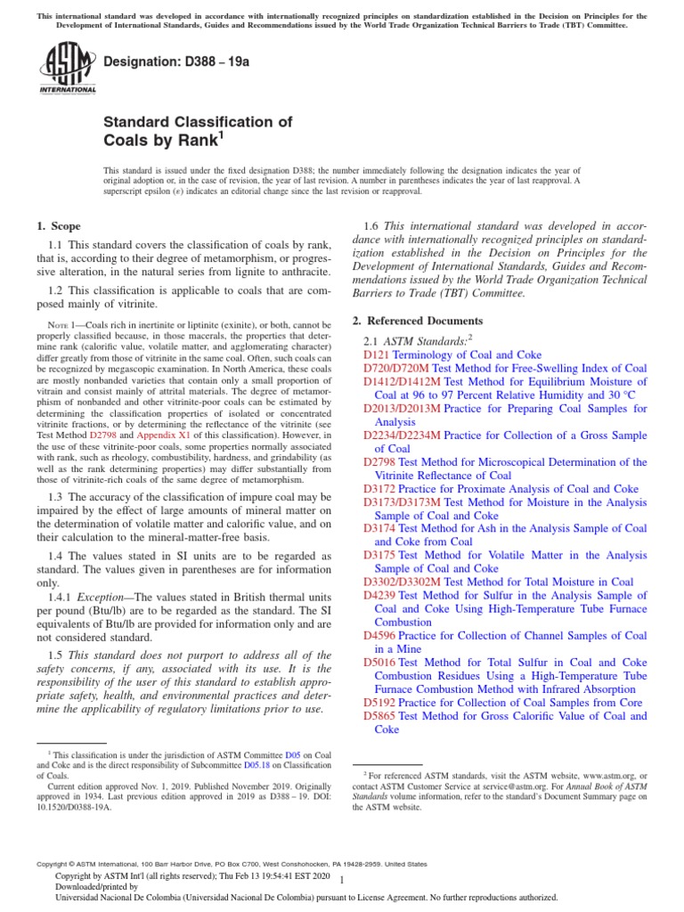 ASTM Clasificacion | PDF | Bituminous Coal | Coal
