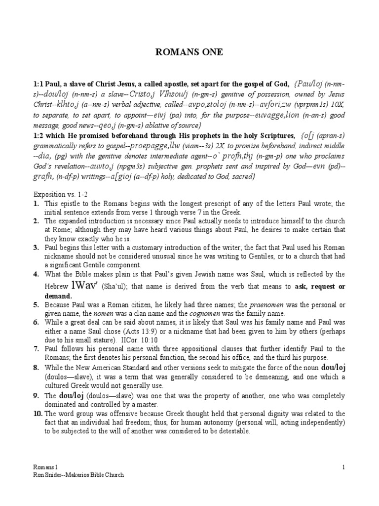 Romans 1 | PDF | Paul The Apostle | Epistle To The Romans