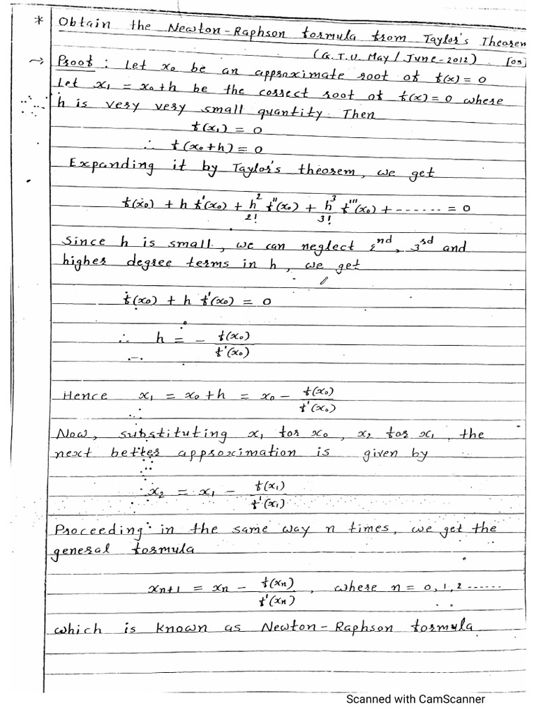 Lecture Notes Of Newton Raphson Method Pdf