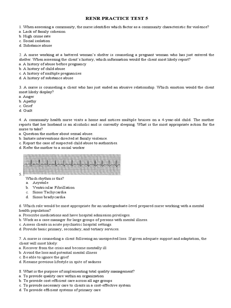 Renr Practice Test 5 Final | PDF | Myocardial Infarction | Heart