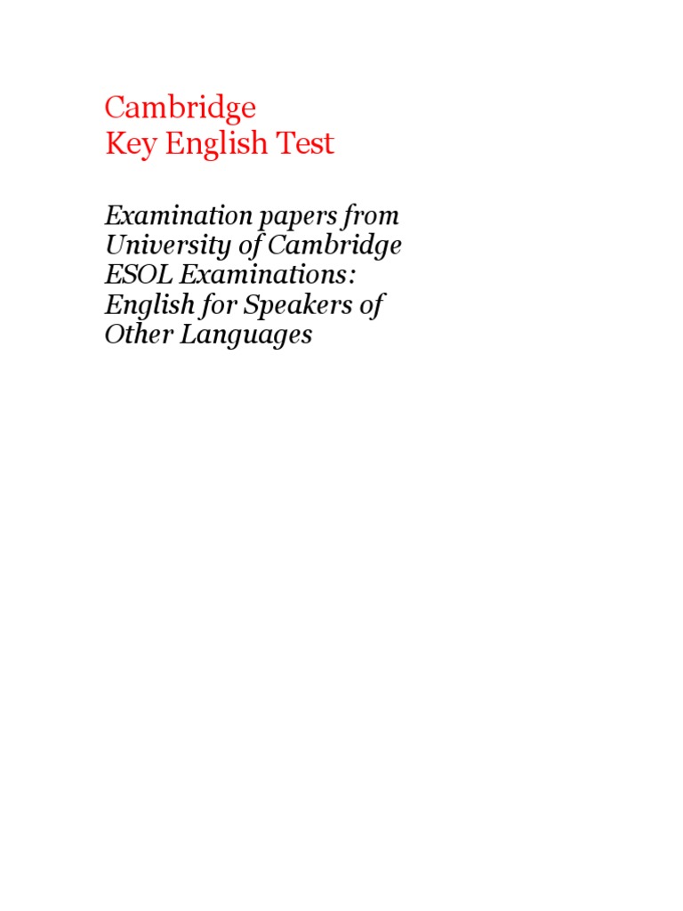 Cambridge Key English Test | PDF