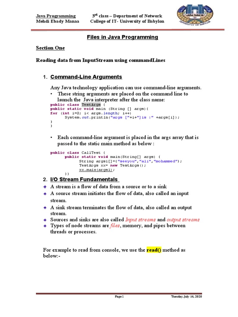 9 P1 - Files - in - Java | PDF | String (Computer Science) | Command Line Interface