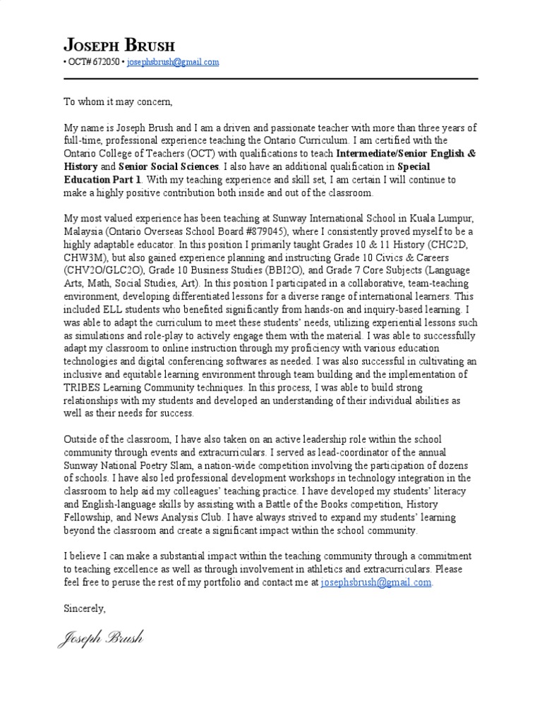 Letter of Introduction For Portfolio 1 | PDF | Teachers | Curriculum