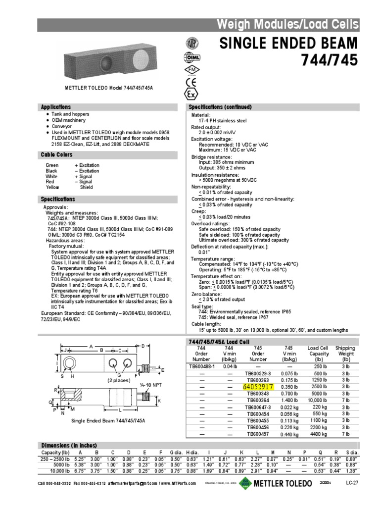 744 and 745 Load Cells - 2586 | PDF | Electrical Engineering | Electricity
