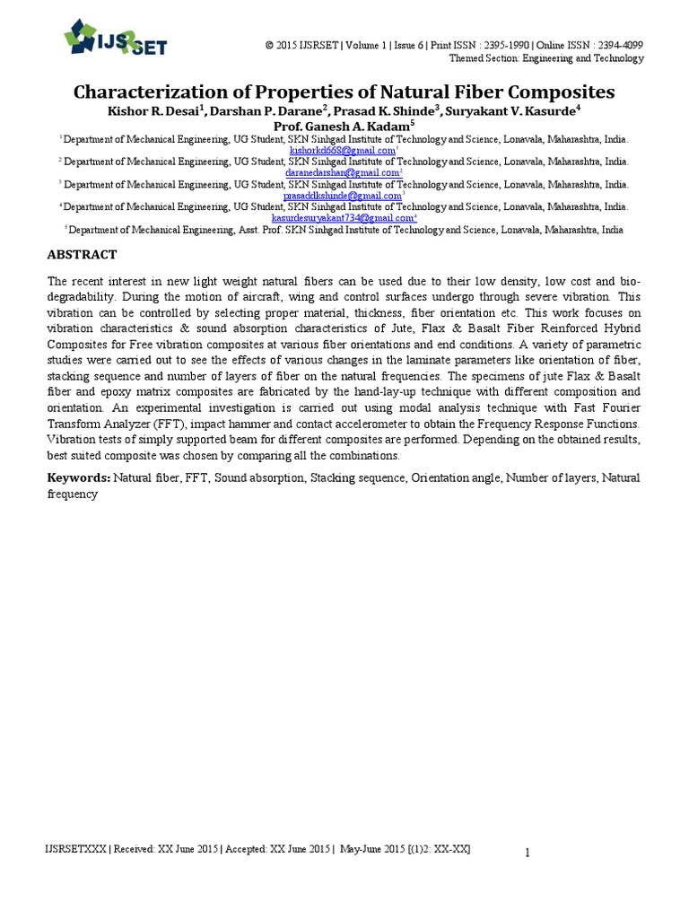 Natural Fibre Composite Paper Unrelesed | PDF | Composite Material | Fibers