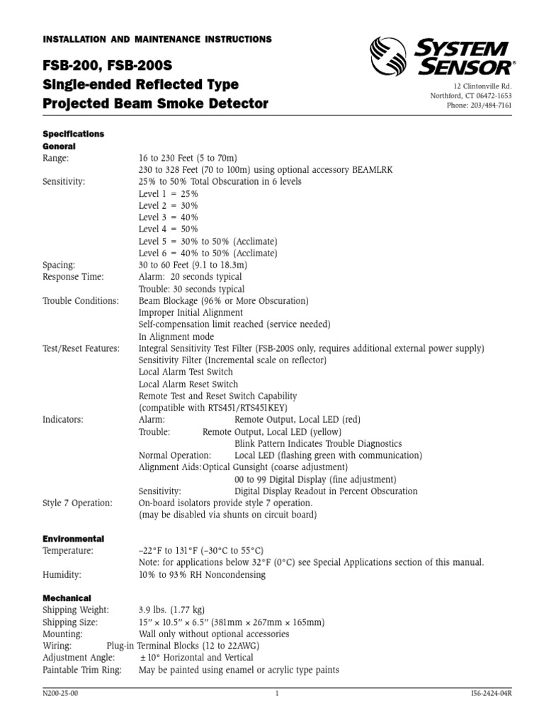 fsb-200 Install Sheeti56-2424-04r | PDF | Electrical Wiring | Mirror