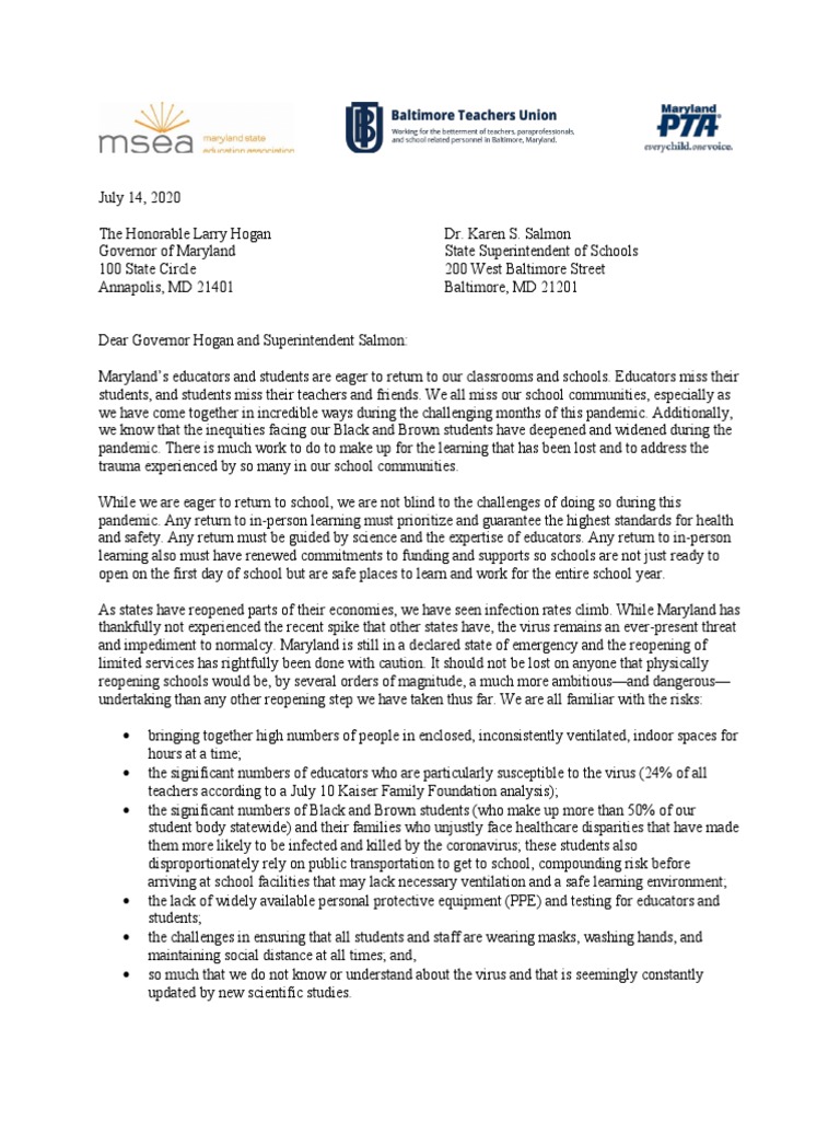 Maryland Schools: Call for Virtual Learning | PDF | Health Care | Learning